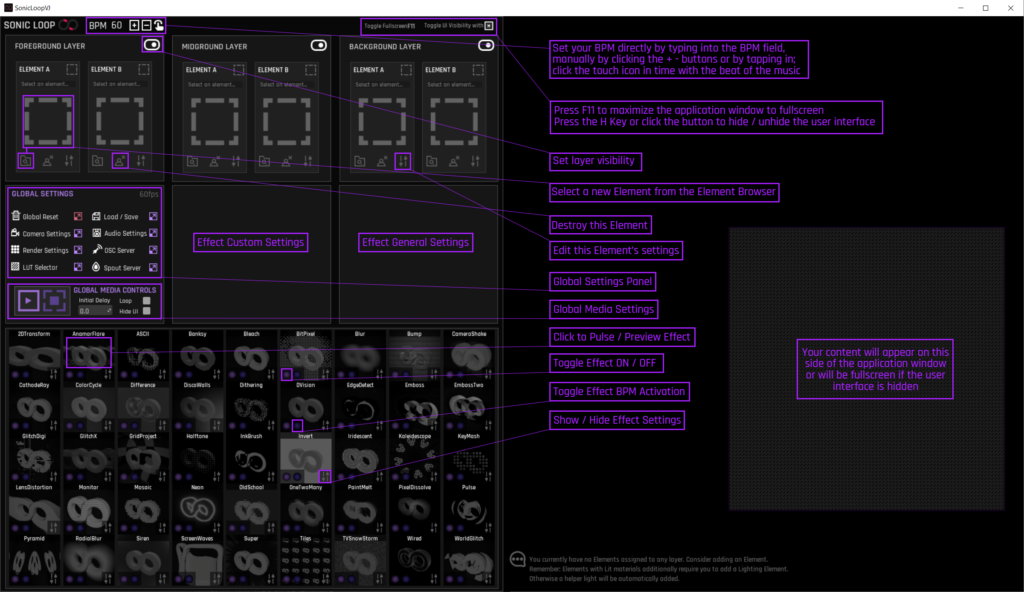 Getting Started with SonicLoop - User Interface - SonicLoop VJ